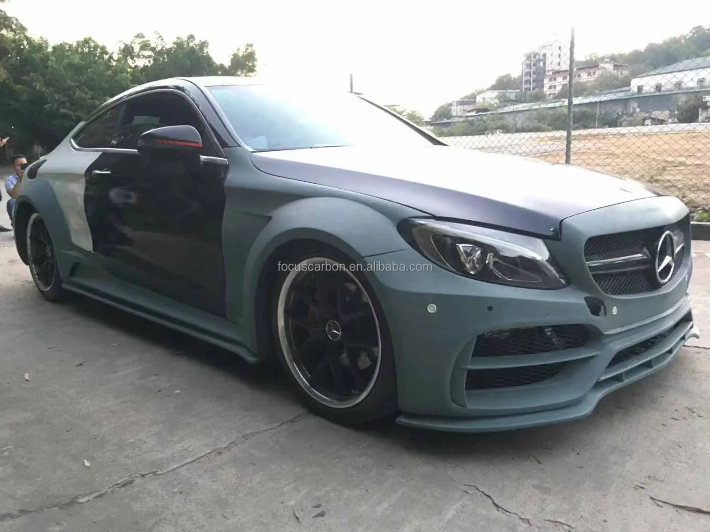 PD Style Wide Body Kit for W205 C63/C63S Coupe Sedan CF+FRP Car Bumpers ...