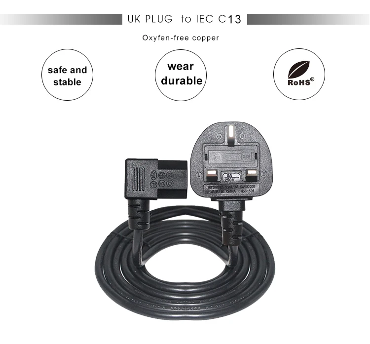 Cable Extension British Standard Fuse Plug 1.5m 5a 250v Angled Plug Iec ...