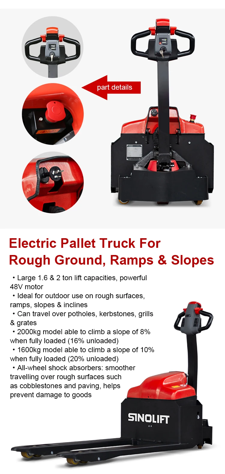 Sinolift EPT20-ET Power Pallet Jack - 2000kg Capacity