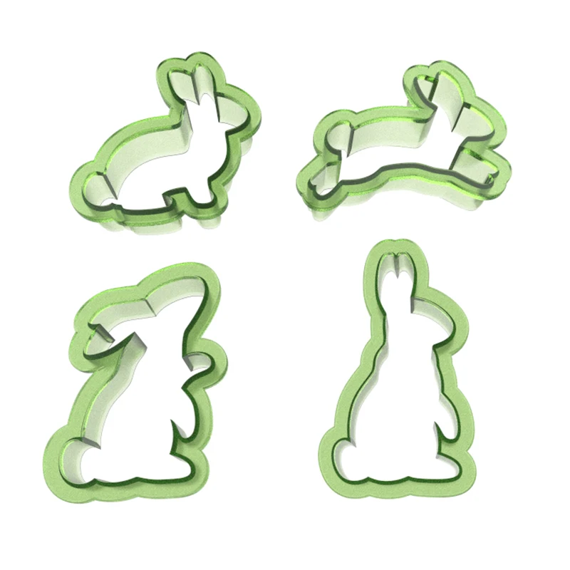 Plastic Transparent Mini Easter Bunny Fondant Biscuit Dough Cutter Mold ...