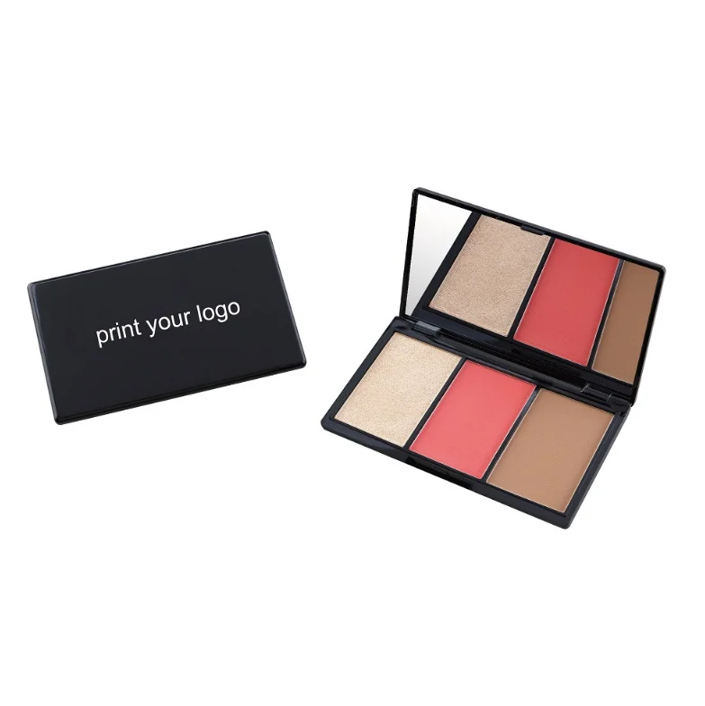 3 Colors Blush Palette Highlighter Palette Custom Label High Pigment ...