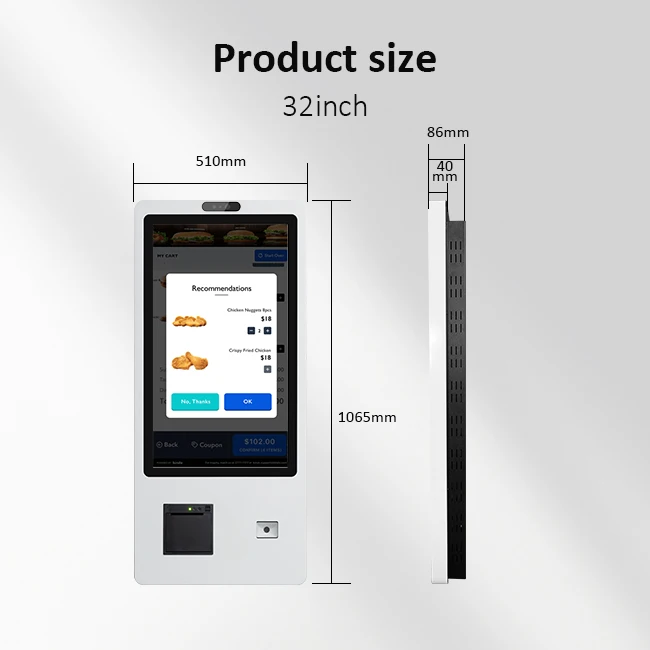 24 27 32 Inch Pos Fast Food Touch Screen Coffee Shop Ordering Machine ...