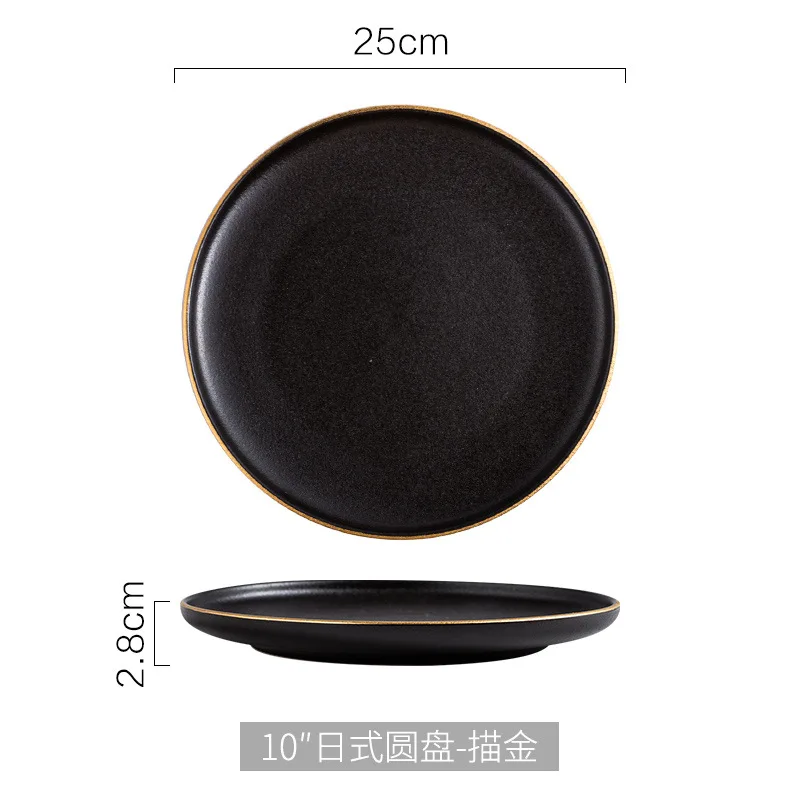 10 Inch Matte Black Restaurant Dishes Plate Nordic Ceramic Dinner ...