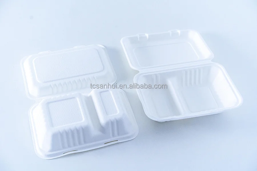 Disposable Sugarcane Lunch Box Paper Box Food Packaging Biodegradable 2 ...
