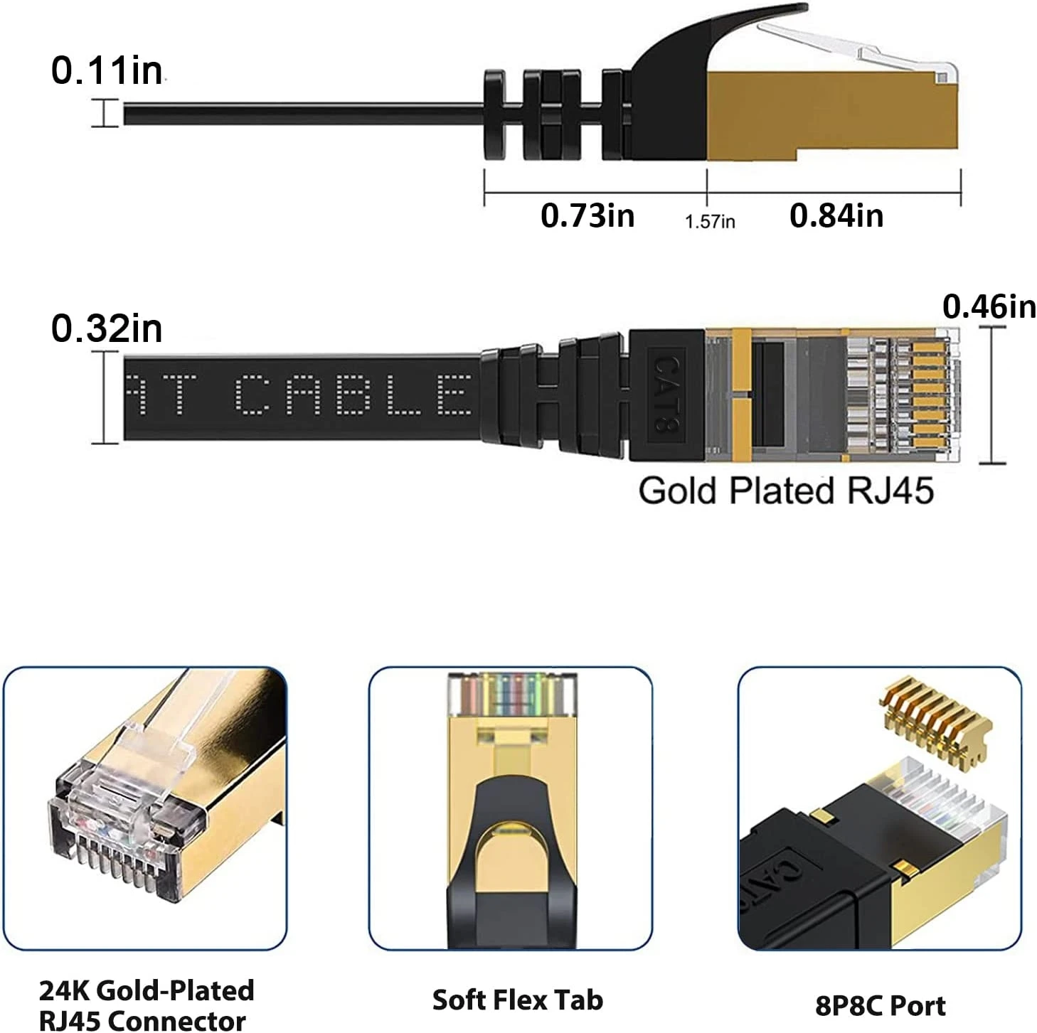20ft Rj45 Connector Patch Cord Cat8 Ethernet Cable With 40gbps For Xbox ...