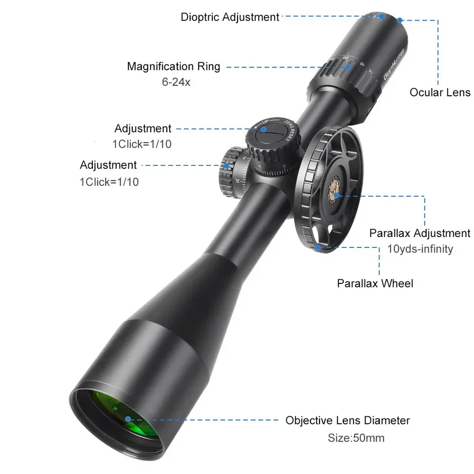 WestHunter HD GEN2 6-24x50 FFP Hunting Scopes Zero Reset Lockable ...