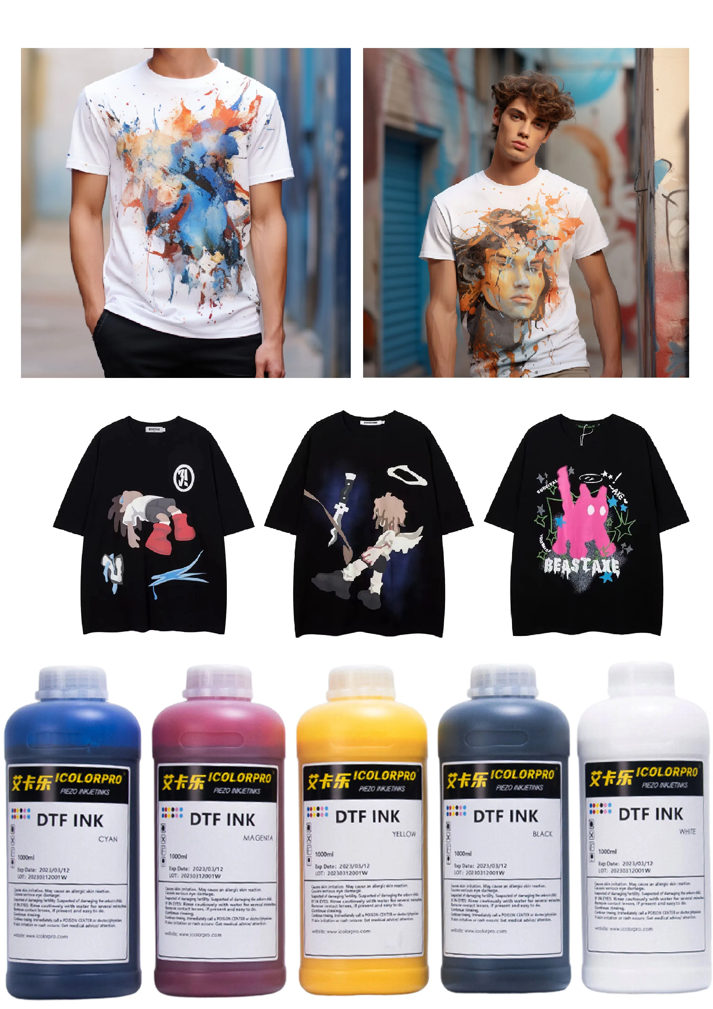 Icolorpro 1000ml Dtf Uv Transfer Film Bulk Ink For Epson Dx5 Dx7 L1800 ...