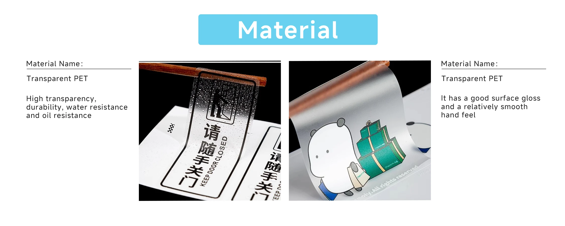 Waterproof PET Translucent Label Sticker Paper - Custom Sizes