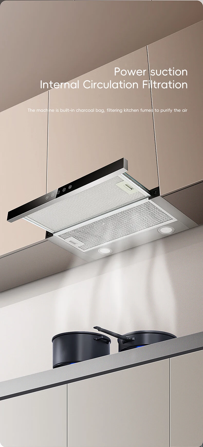 Smart Kitchen Chimney - 600mm Pull-Out Smoke Extractor