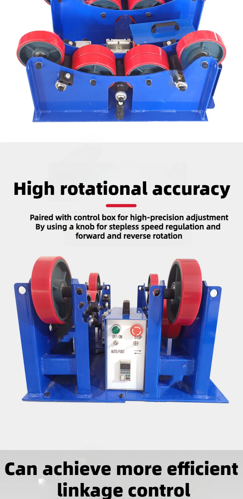 220V/380V Self-Adjustable Pipe Turning Rollers 6ton Tank