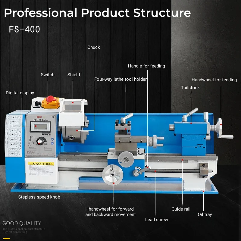1000W 2024 Fusai FS400 Mini Metal Lathe - High Productivity