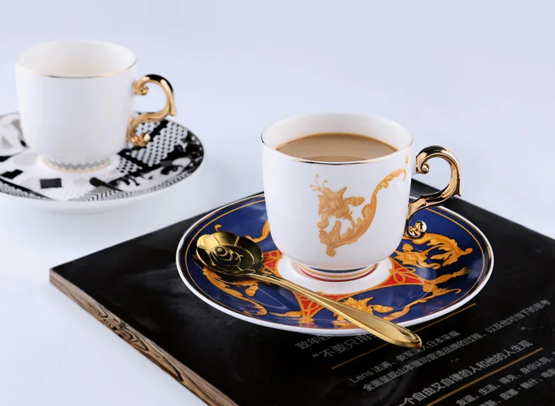 Luxury Set of 6 Arabic Tea Cup and Saucer Espresso Cup Set