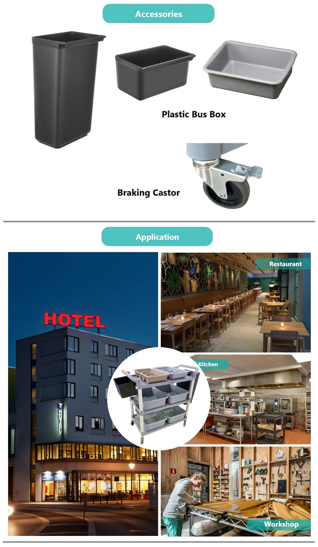 2/3 Shelves Restaurant Hotel Food Service Trolley Plastic Utility Bus ...