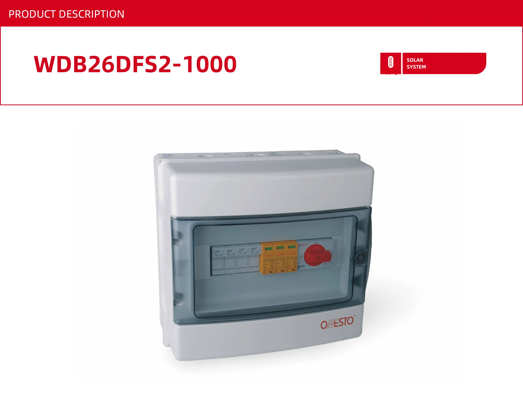 Onesto PV Combiner Box 2 String DC 1000V IP65 Wall Mount Electric ...