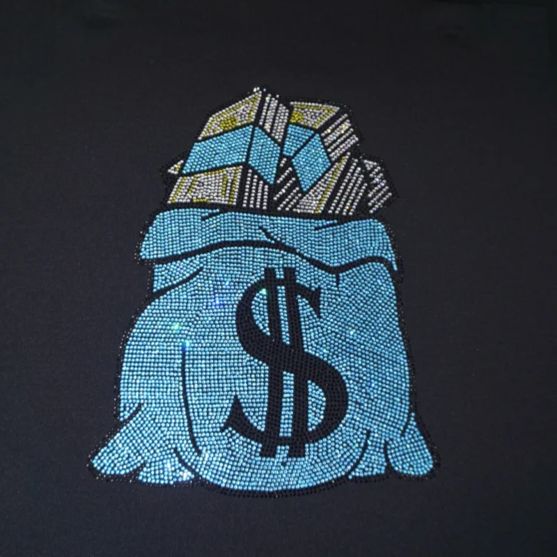 Money Chaser Dollar Sign Garment Custom Rhinestone Accessories Iron On ...