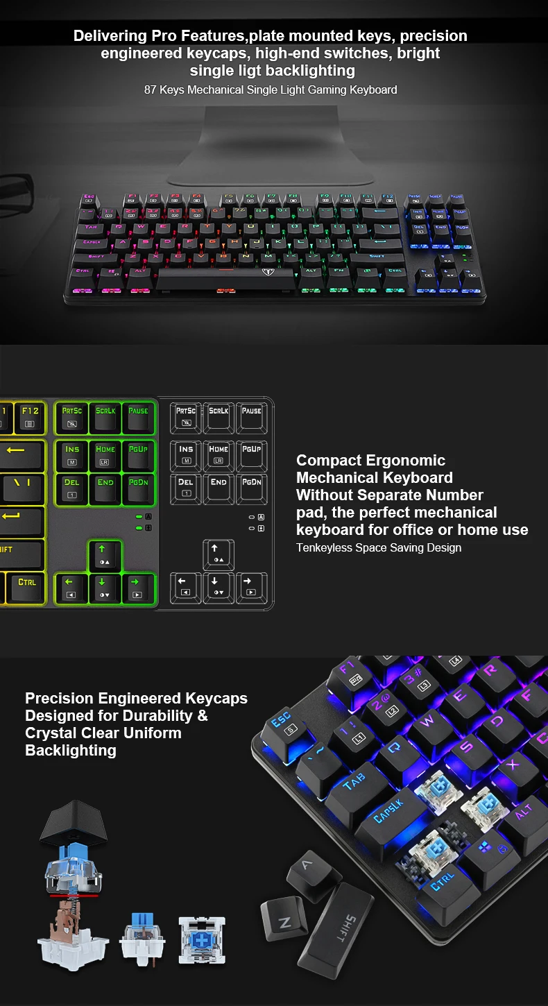 Newest Rgb Backlit Wired Mini Computer Gamer Keyboards Wired 60% ...