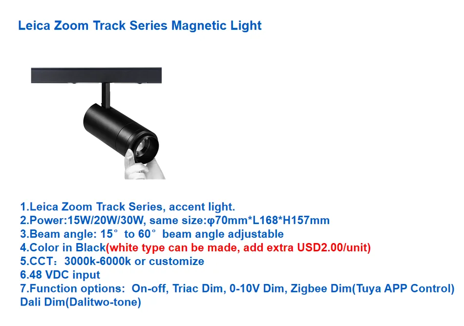 Zoom Track Series Modern Design 48v Magnetic Track Light 12w 20w 30w ...