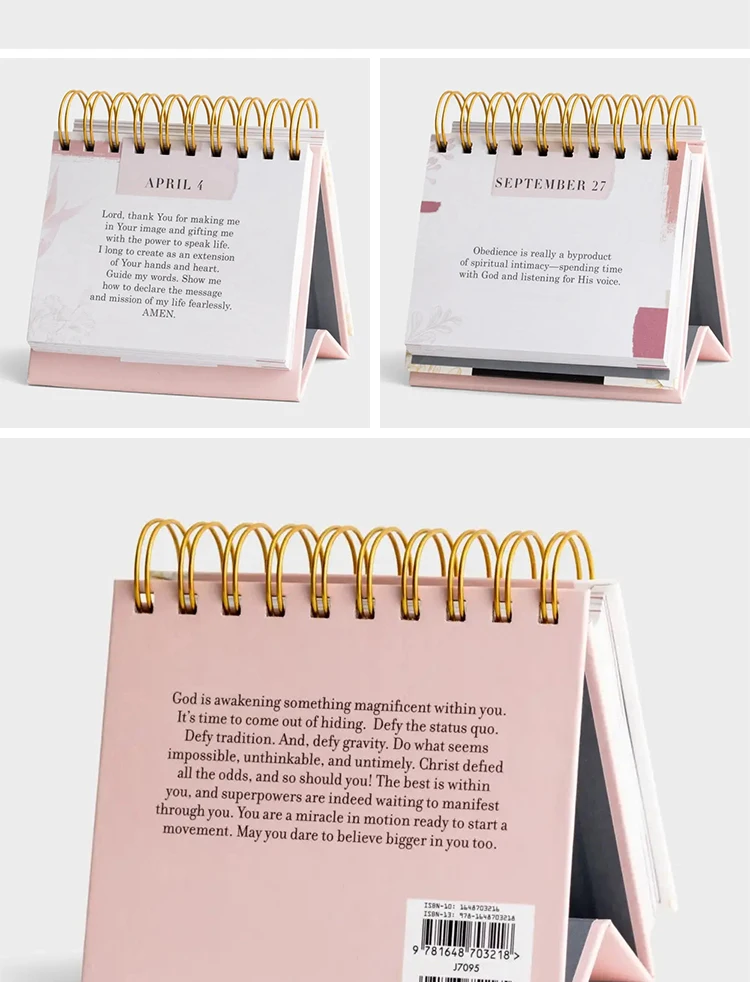 Custom Desk Calendar - 365 Days Spiral Monthly Undated