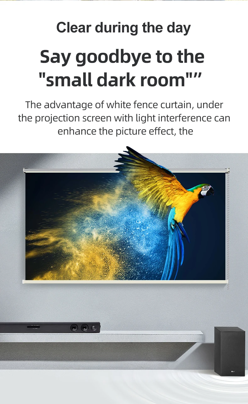 Lejiada White Grid Manual Pull Down Screen Anti-light Alr Screen 100 ...