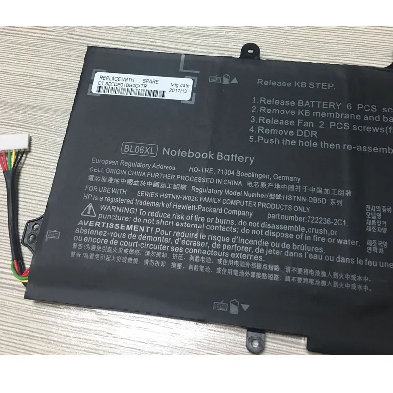 6 Cells Laptop Internal Battery Bl06xl Notebook Battery For Hp ...