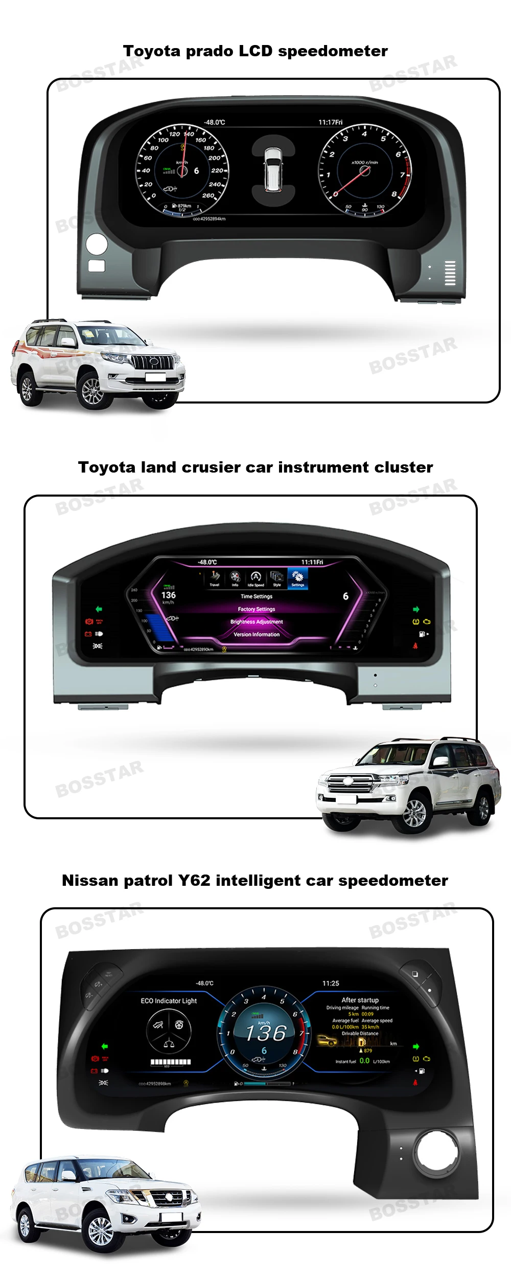 Car Speedometer 12.3 Inch LCD for Mitsubishi Pajero 2008-2018