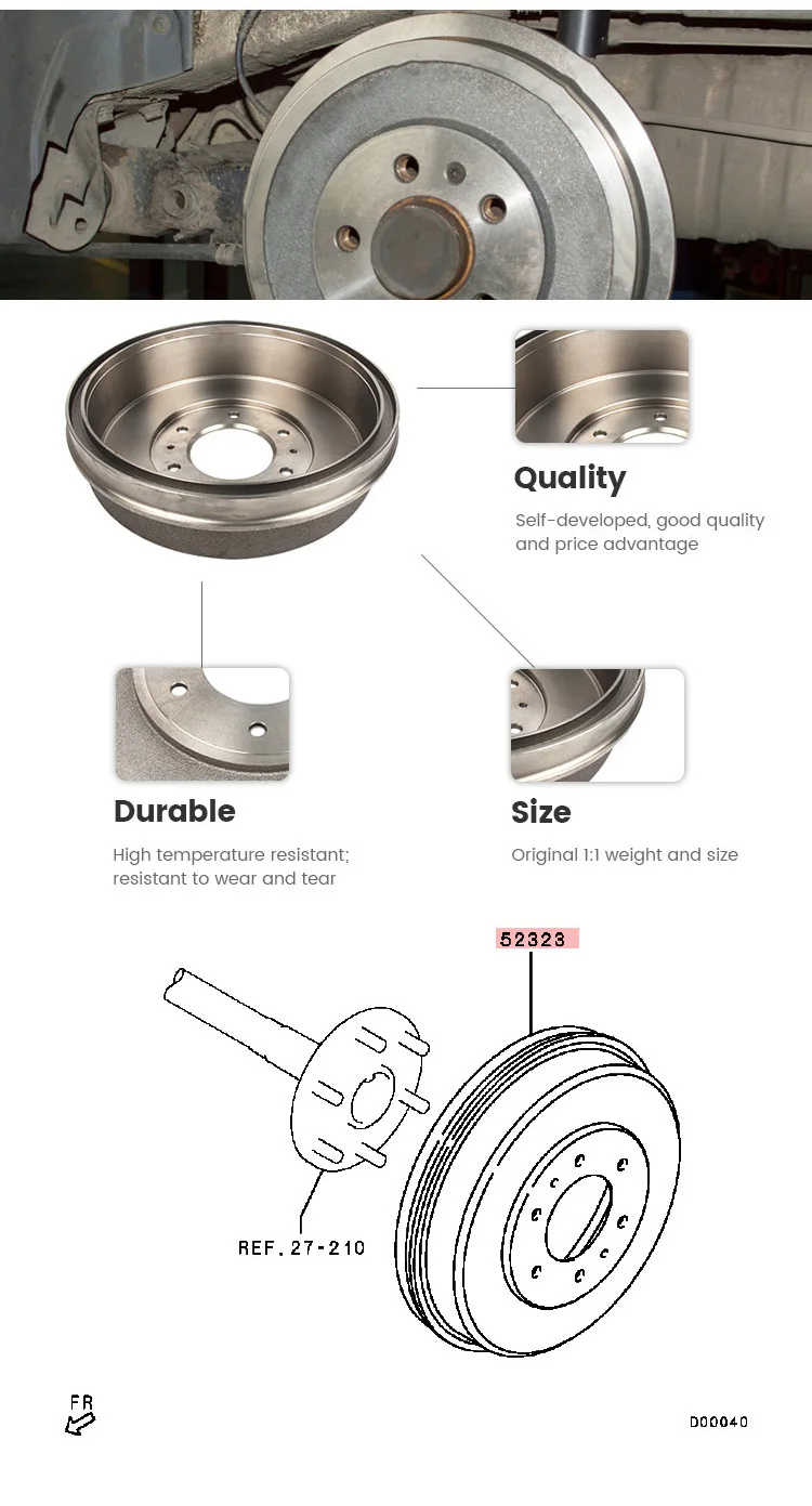 Rear Brake Drum Replacement for Toyota Fortuner Hilux 2005-2015 42431 ...