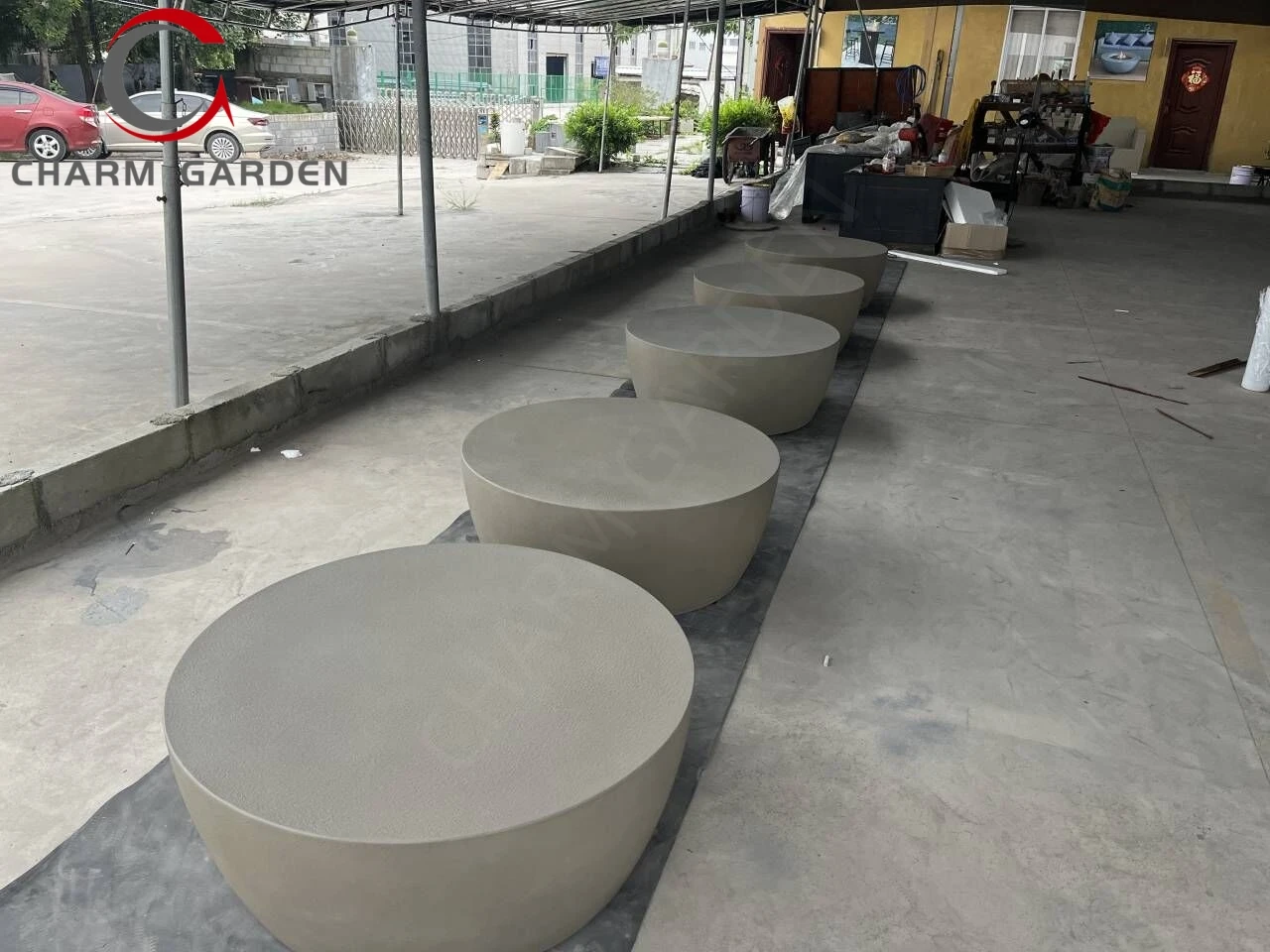 Modern High Performance Glass Fiber Reinforced Cement Outdoor Garden Bench