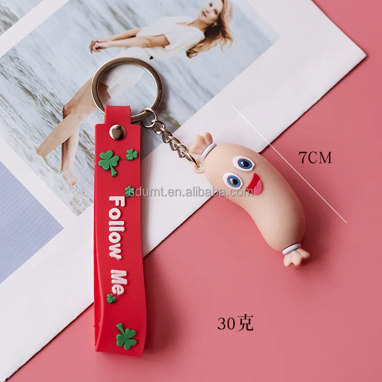 Cartoon Ham Sausage Keychain Bag Pendant Sausage Smile Cute Keychain ...