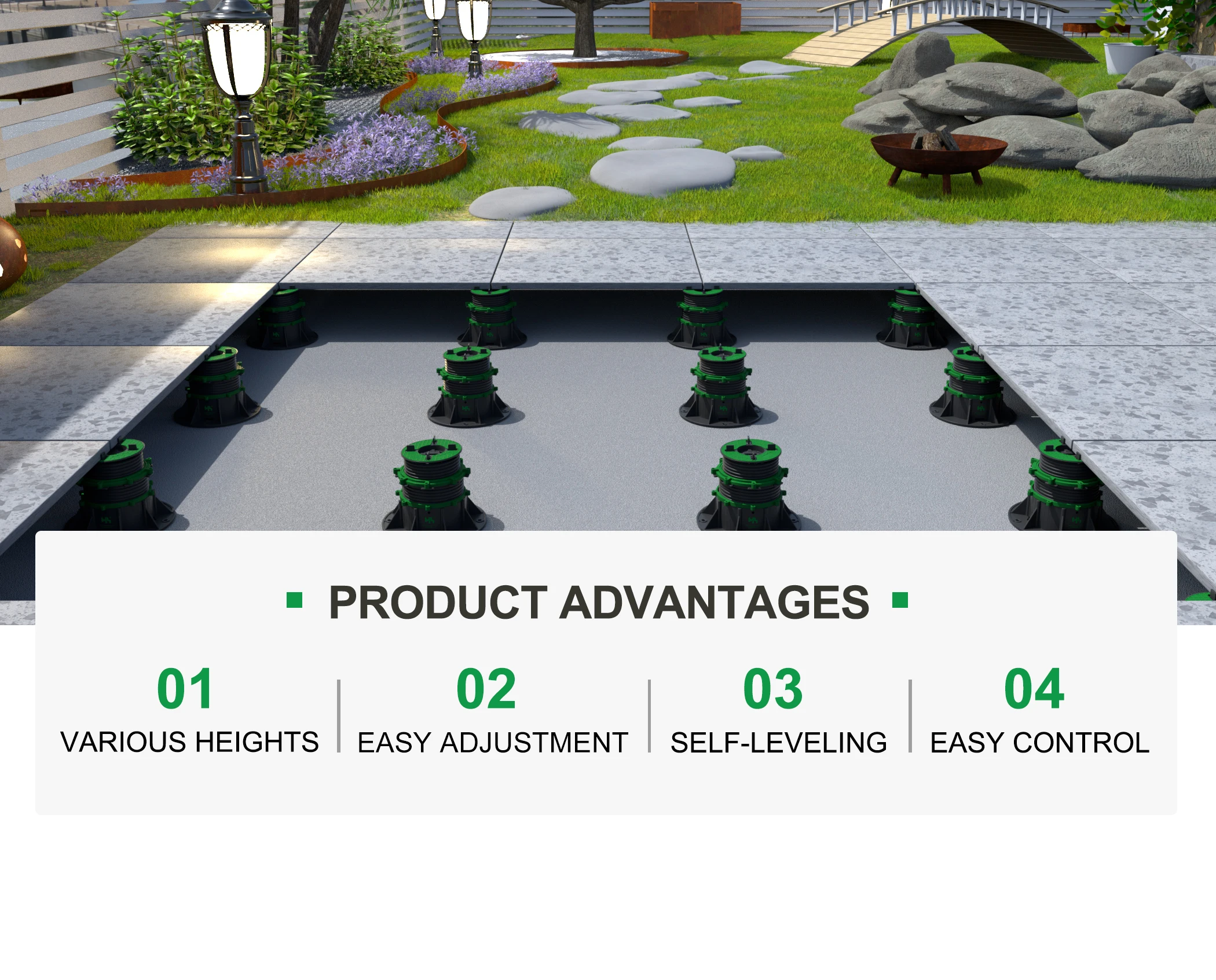 Self-Leveling Tile Raised Floor Pedestal Engineered Adjustable Plastic ...
