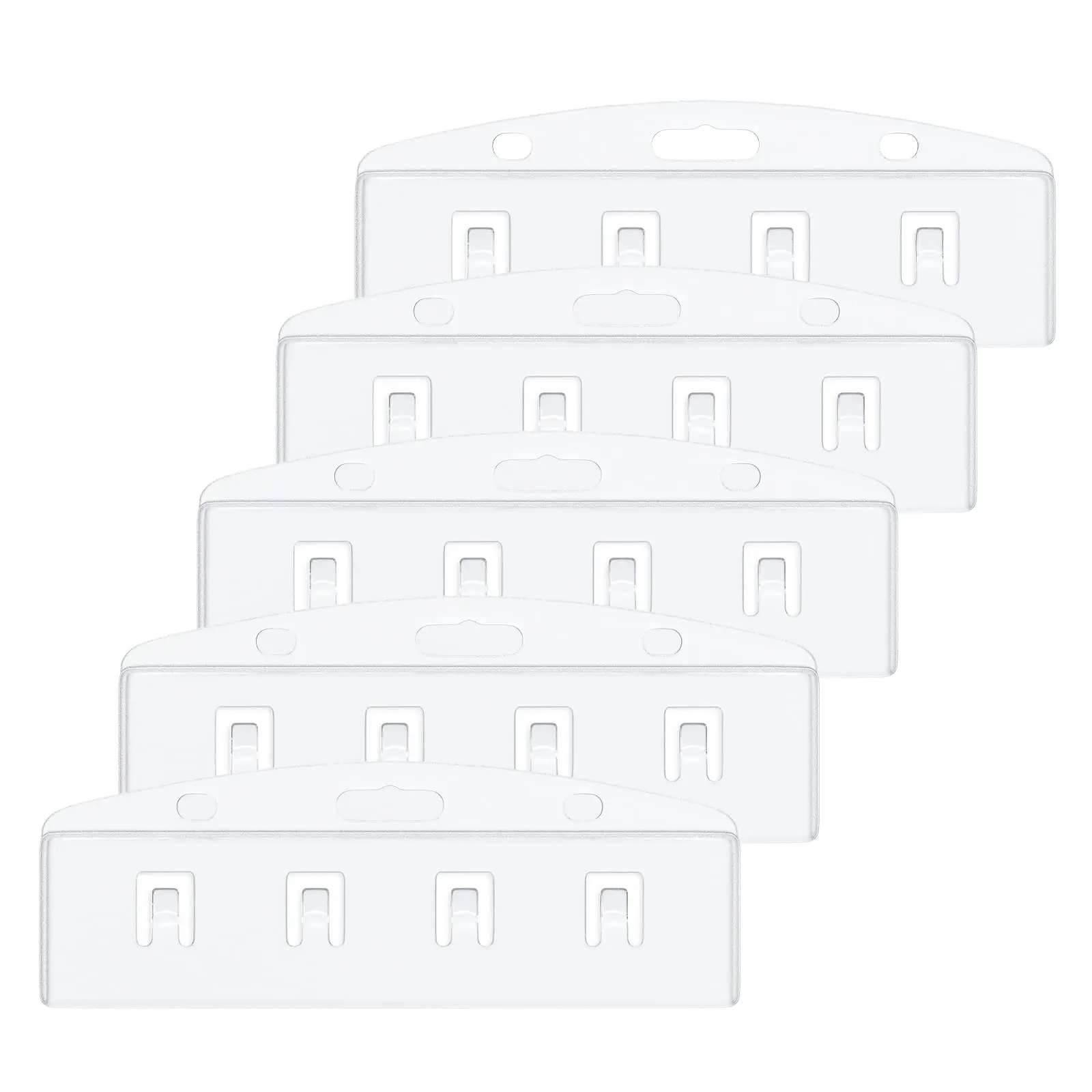 Horizontal Half Card Badge Holder Hard Transparent Protector Sleeve ...