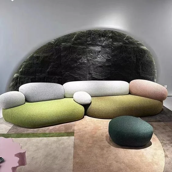 Attractive Design Stone Shape Solid Wood Frame Living Room Couch Modern ...