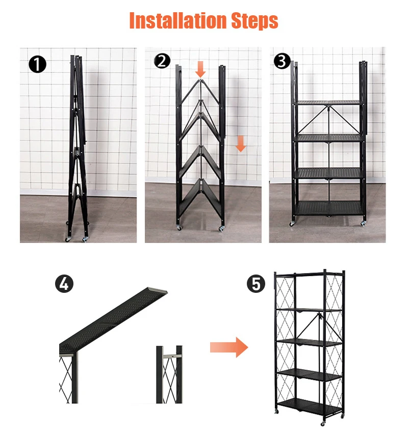 Collapsible Wire Shelving with Wheels - Eco-Friendly Storage