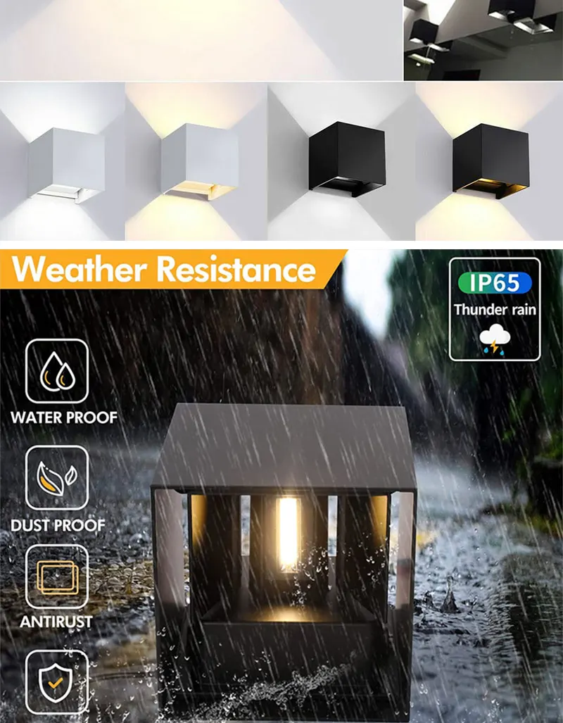 Modern Square Waterproof Led Wall Lamp Waterproof up and Down Wall ...