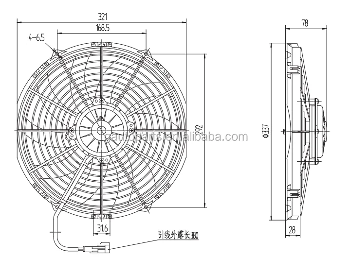 12 Inch SPAL Fan for Refrigerator Car - DC 12V Condenser Fan