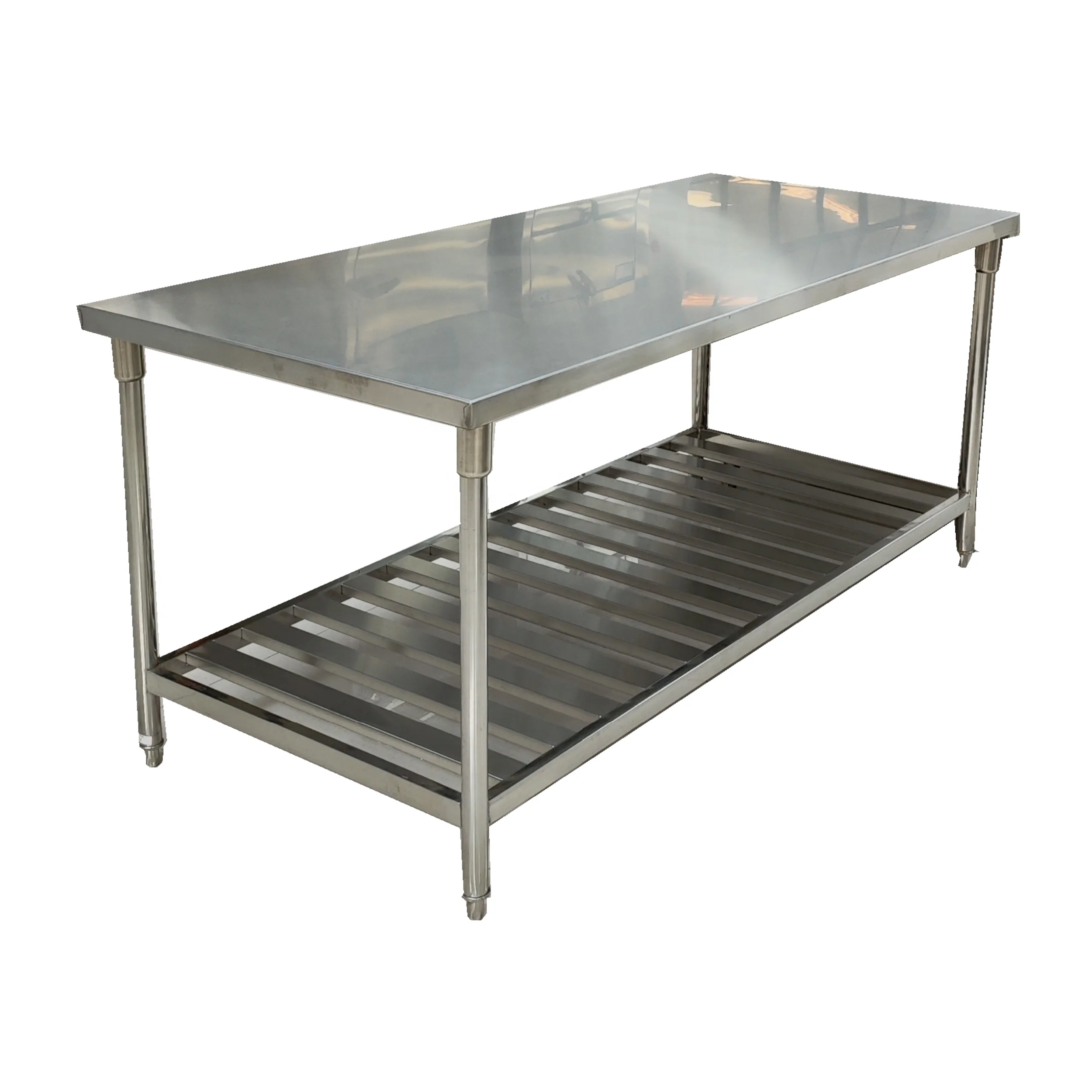 Commercial Kitchen Double Layer 304 Stainless Steel Work Bench ...