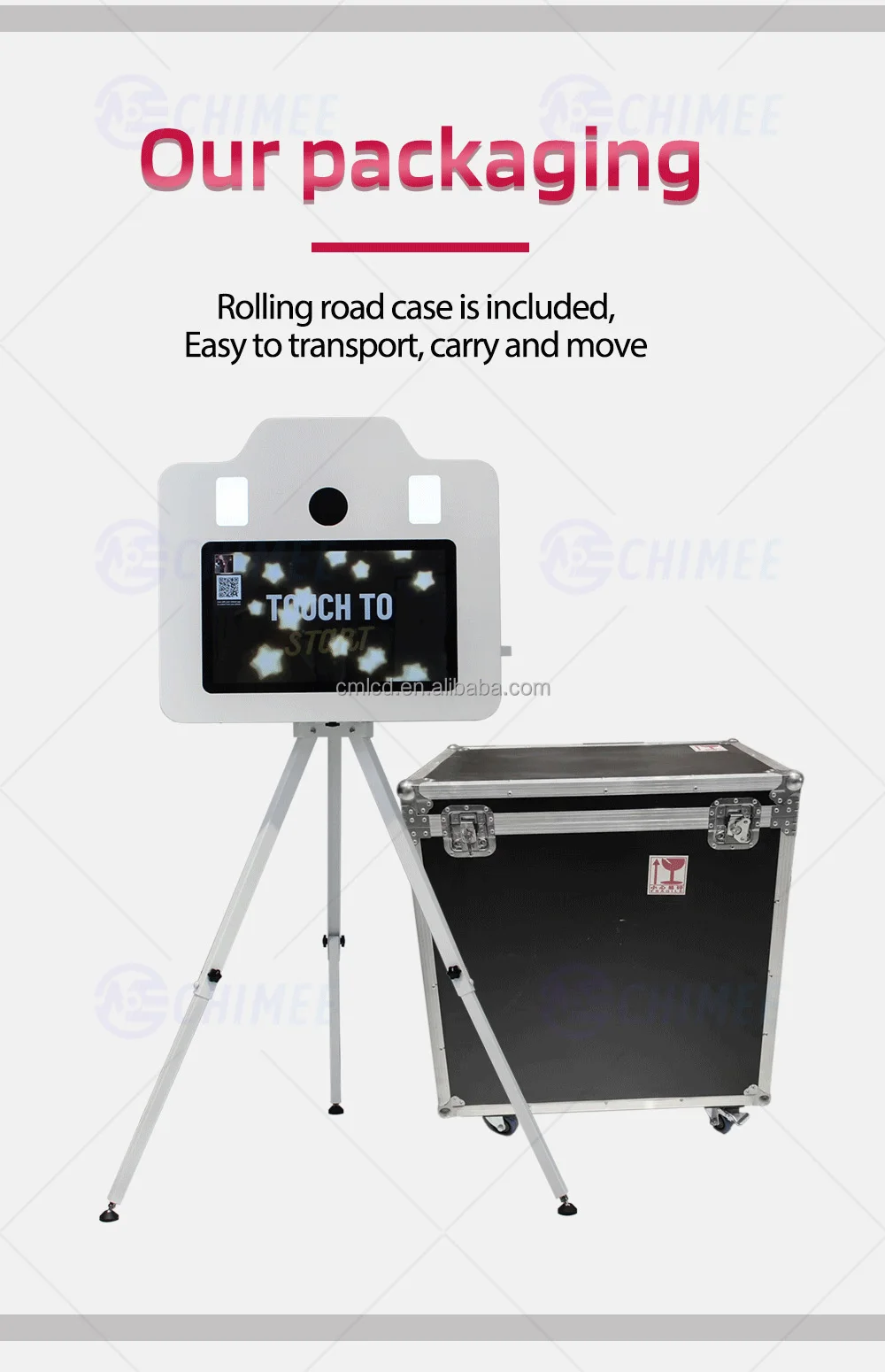 Party Photo Booth Box with 21.5 Inch Touch Screen Selfie Machine for Events