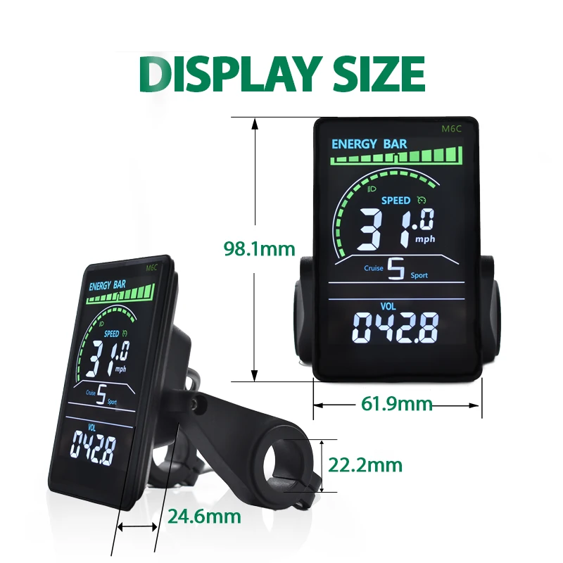 Ebike LCD M6C Display - 24V-60V Colorful Acrylic Computer