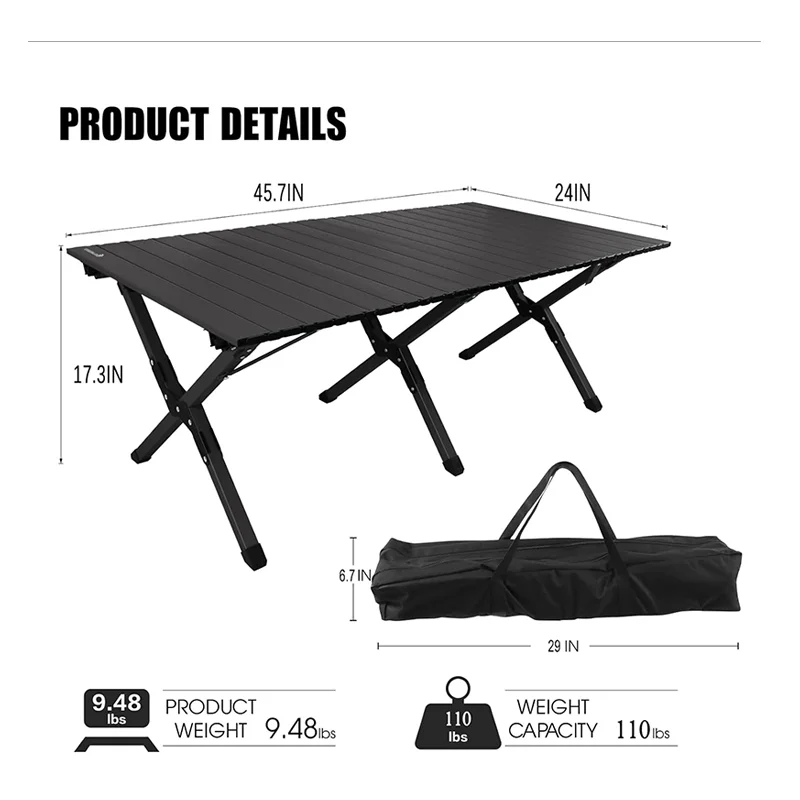 Ultralight Portable Beech Camping Picnic Table Outdoor Roll up Camping ...