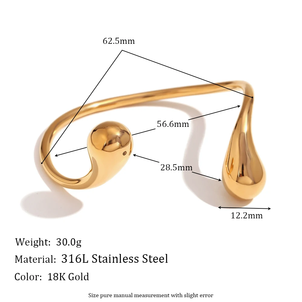Tarnish Free Minimalist Jewelry - Water Drop Gold Plated Bangles