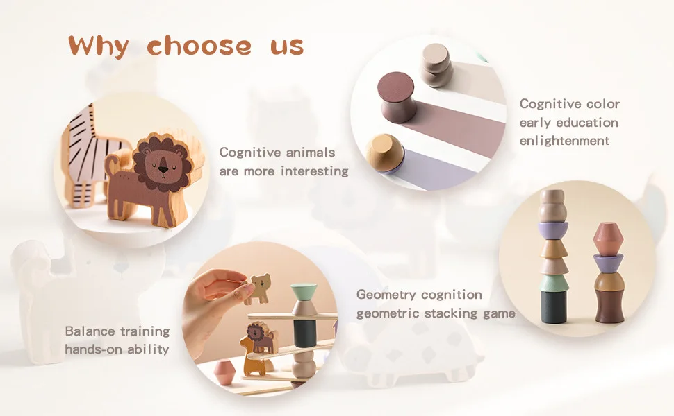 Wooden Animal Stacking Blocks - Preschool Educational Toys