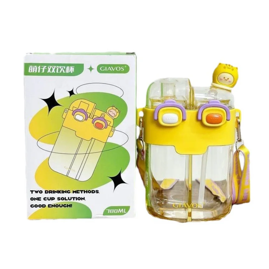 2024 Cute Botella De Agua Kawaii 780ml Two Drinking Method Plastic Water Bottle With Straw And ...