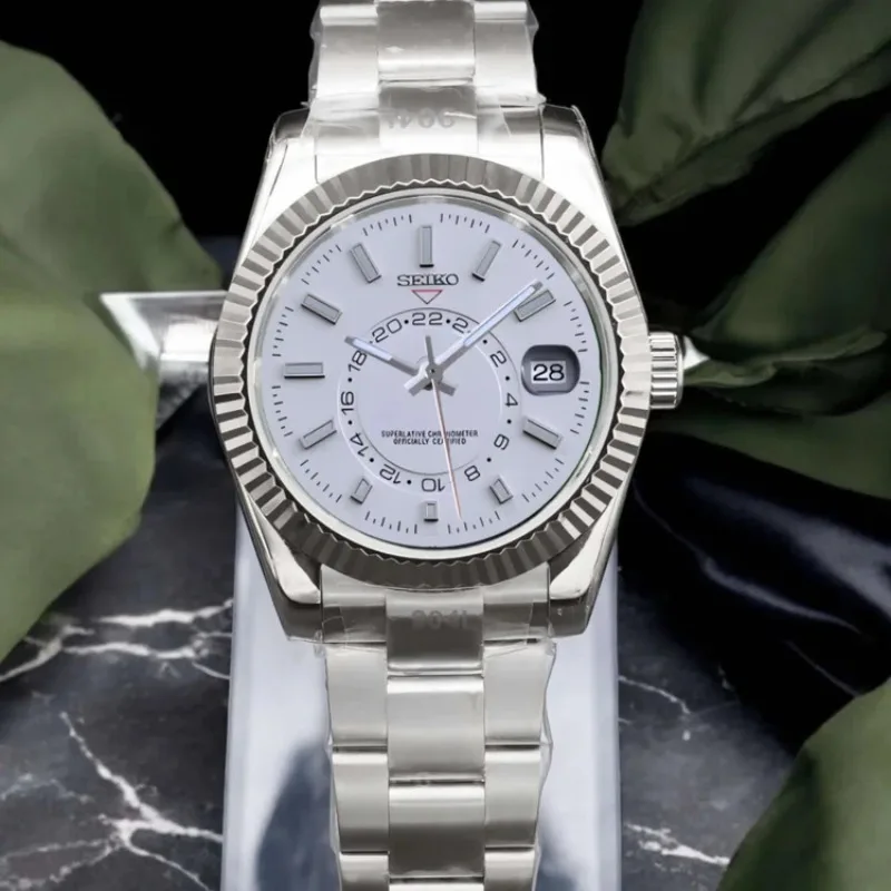 Seiko New Mechanical Watch Dog Tooth Bezel Log NH35 Movement, Stainless ...