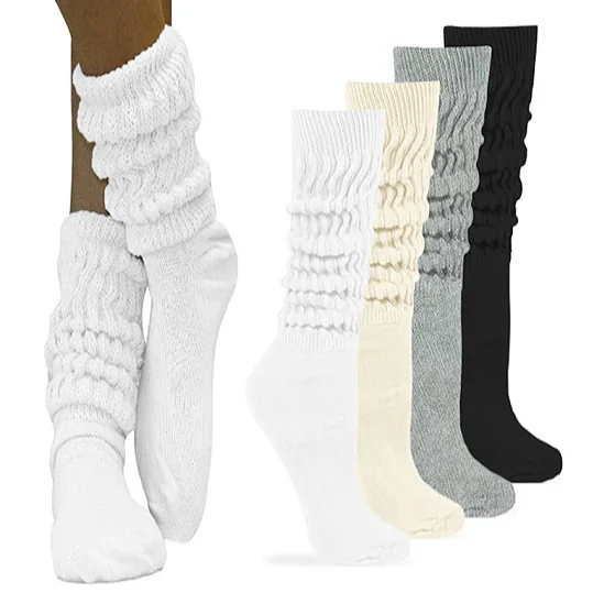 Fashion Vintage Knit Heavy Thick Ribbed Womens Cotton Slouch Socks ...