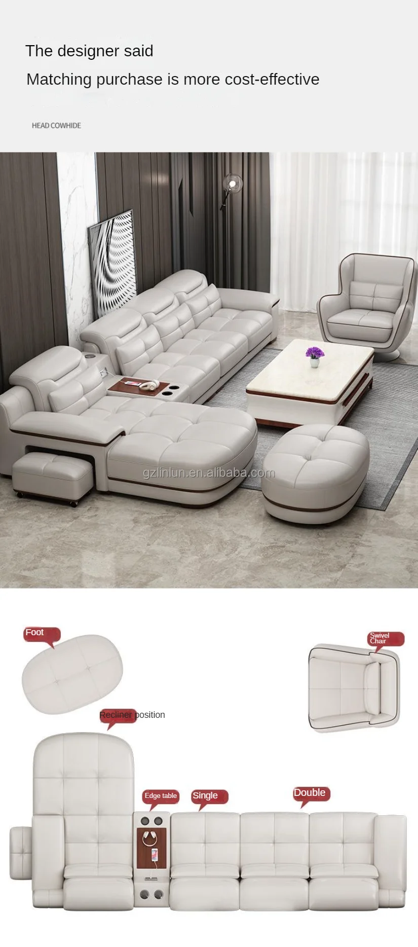 Modern Leather Sofa Set for Living Room - Comfort & Style