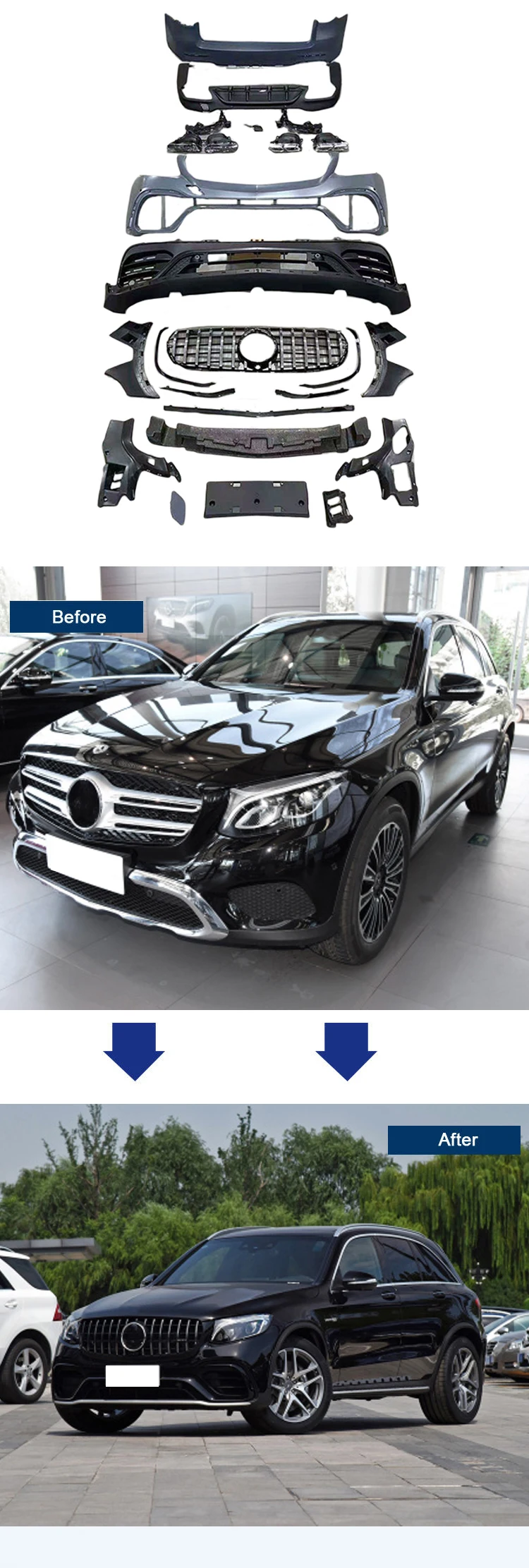 Car Front Grill Front Lip Automotive Parts Auto Body Kits for Mercedes ...