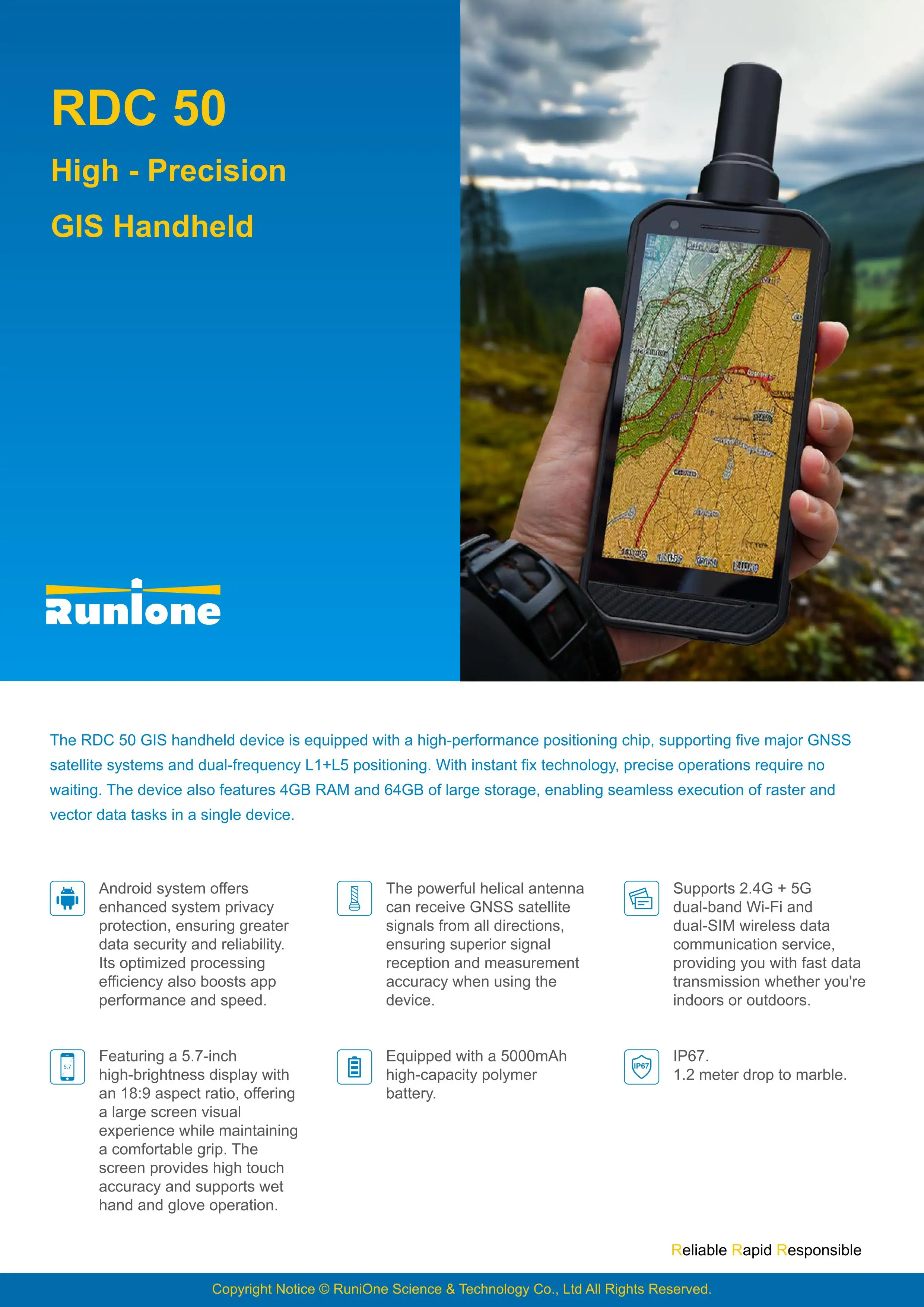 RDC 50 Work Time 12 Hours LCD Recording GPS Position Data GIS Handheld ...