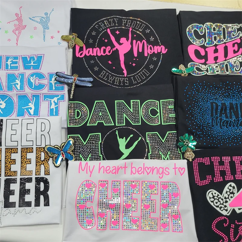 Cheer Dance Transfer Design Fluorescence Rhinestone Iron On Crystal ...