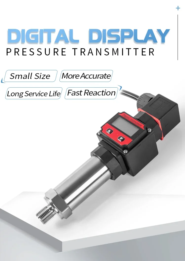 4-20mA RS485 DC24V Pressure Transmitter 0-60Mpa to 0-10V 0-5V Pressure Sensor Water Oil Air LCD ...
