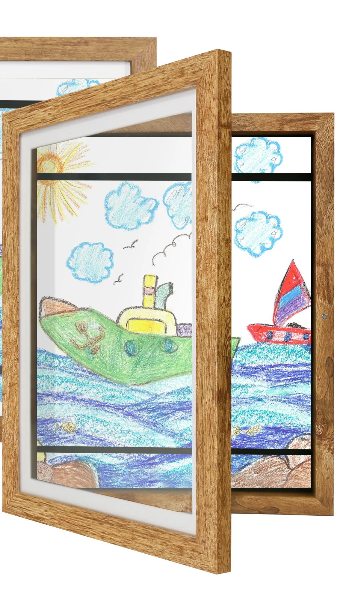 Kids Artwork Picture Frame Changeable In Black Wood Pink Blue A4 A3 A2 ...