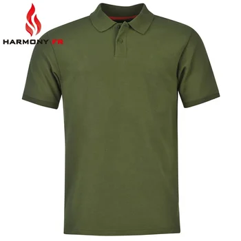 Mens Cotton Knitted Army Green Uniform Fr Polo Fire Retardant Shirt ...